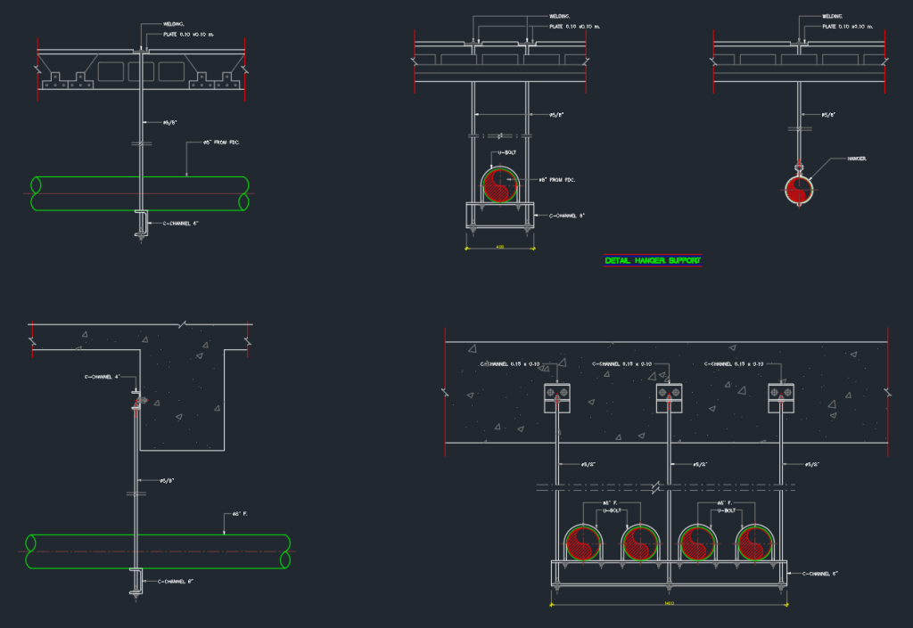 Pipe Hanger Support Details | Pipe Suspension and Support DWG